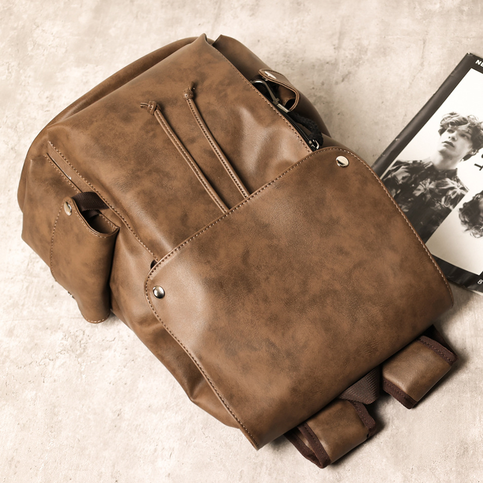 Premium Leather Retro Travel Backpack for Men – Large Capacity Laptop ...